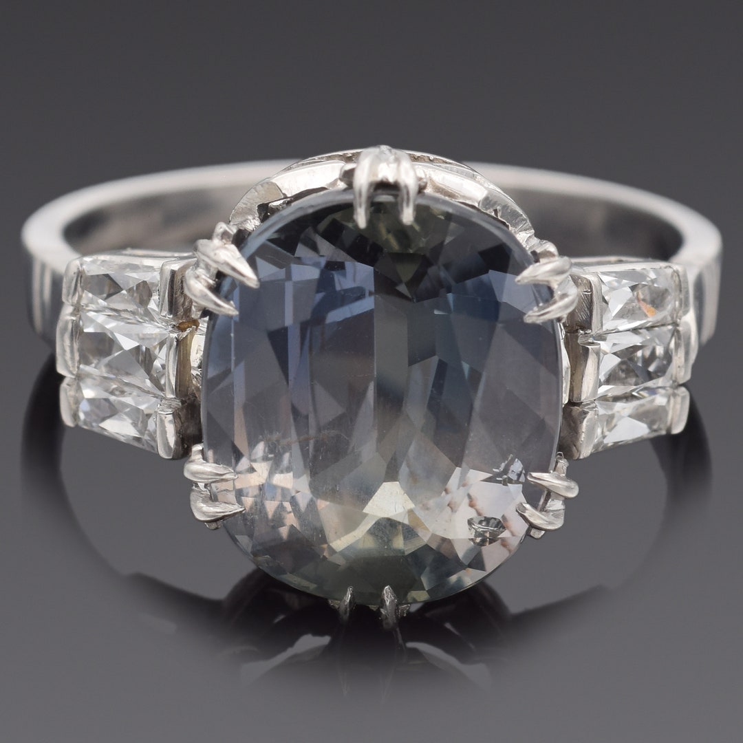 Vintage 5 Ct GIA No Heat Color Change Sapphire & French Cut - Etsy