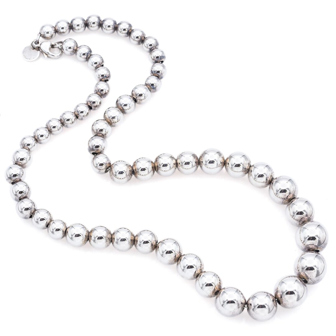 Tiffany & Co Sterling Silver Graduated Beaded Strand Necklace 16 In - Etsy