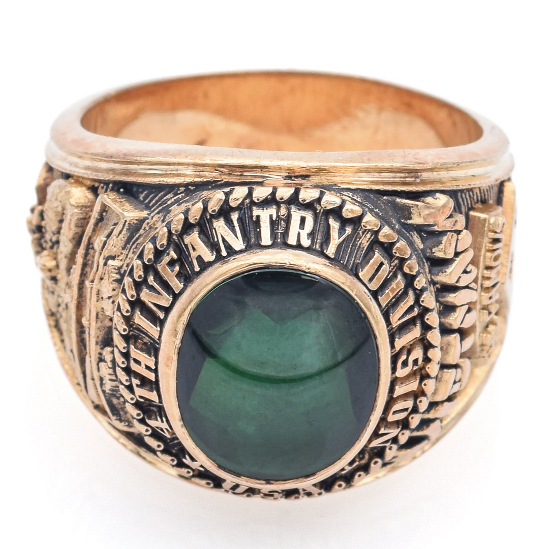 Vintage 10K Yellow Gold Green Spinel Vietnam War US 4th Infantry ...