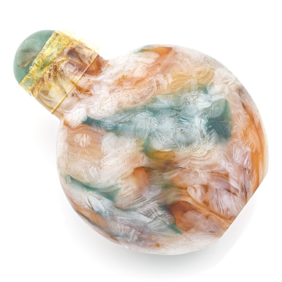 Antique Chinese Multi-color Peking Glass & Jade Cap Snuff Bottle 86.2 ...