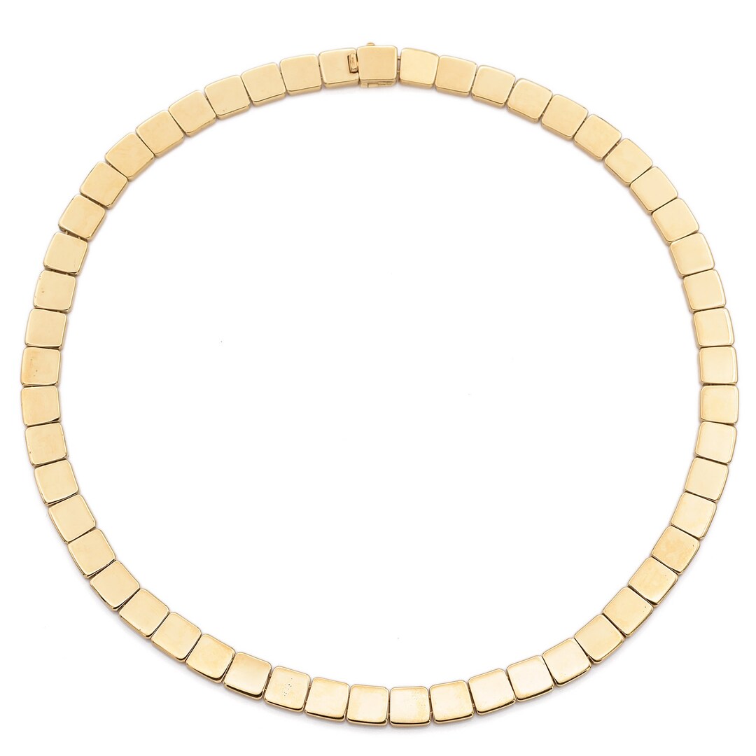 Tiffany & Co. 18K Yellow Gold Square Panel Mirror Link Necklace - Etsy