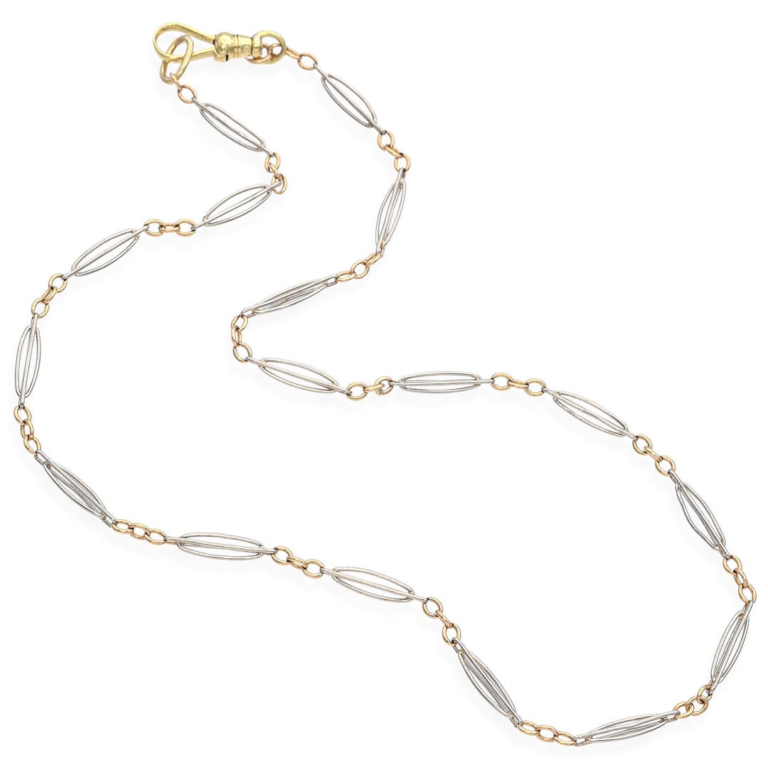 Antique Platinum and 14k Yellow Gold Mixed Metal Watch Chain - Etsy