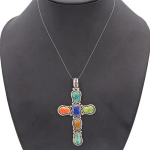 Vintage Sterling Silver Multi-stone Cross Pendant - Etsy