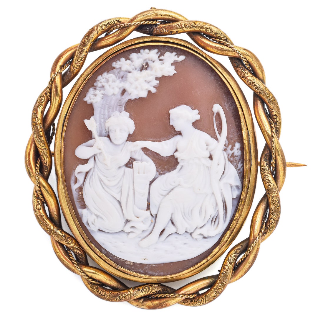 Antique Cameo Shell Artemis Diana Goddess of Nature Forest Brooch - Etsy