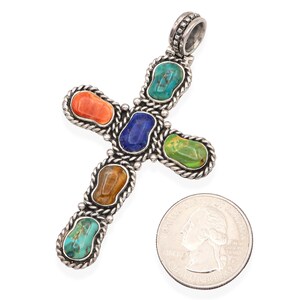Vintage Sterling Silver Multi-stone Cross Pendant - Etsy