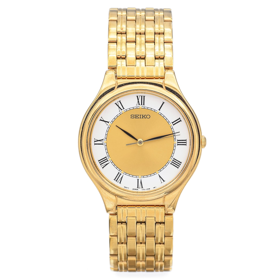 Vintage Seiko V701-1Y70 Mens Quartz Gold Plated/steel - Etsy