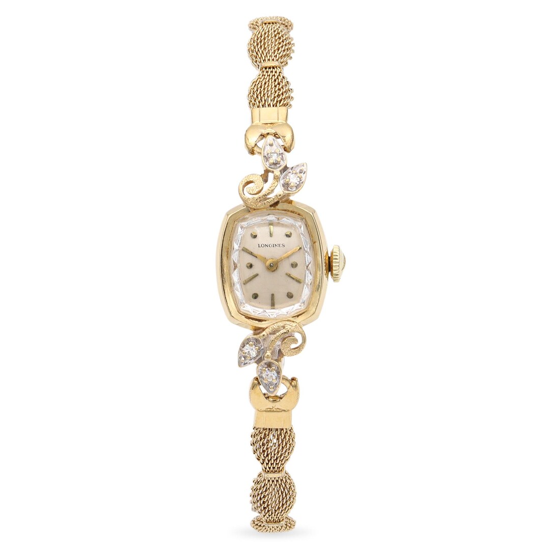 Longines 14K Yellow Gold Diamond Cal 410 Women's Hand Wind Watch Box ...