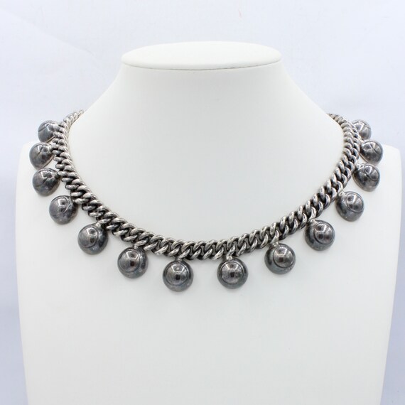 Vintage Sterling Silver Taxco Choker Necklace Gem