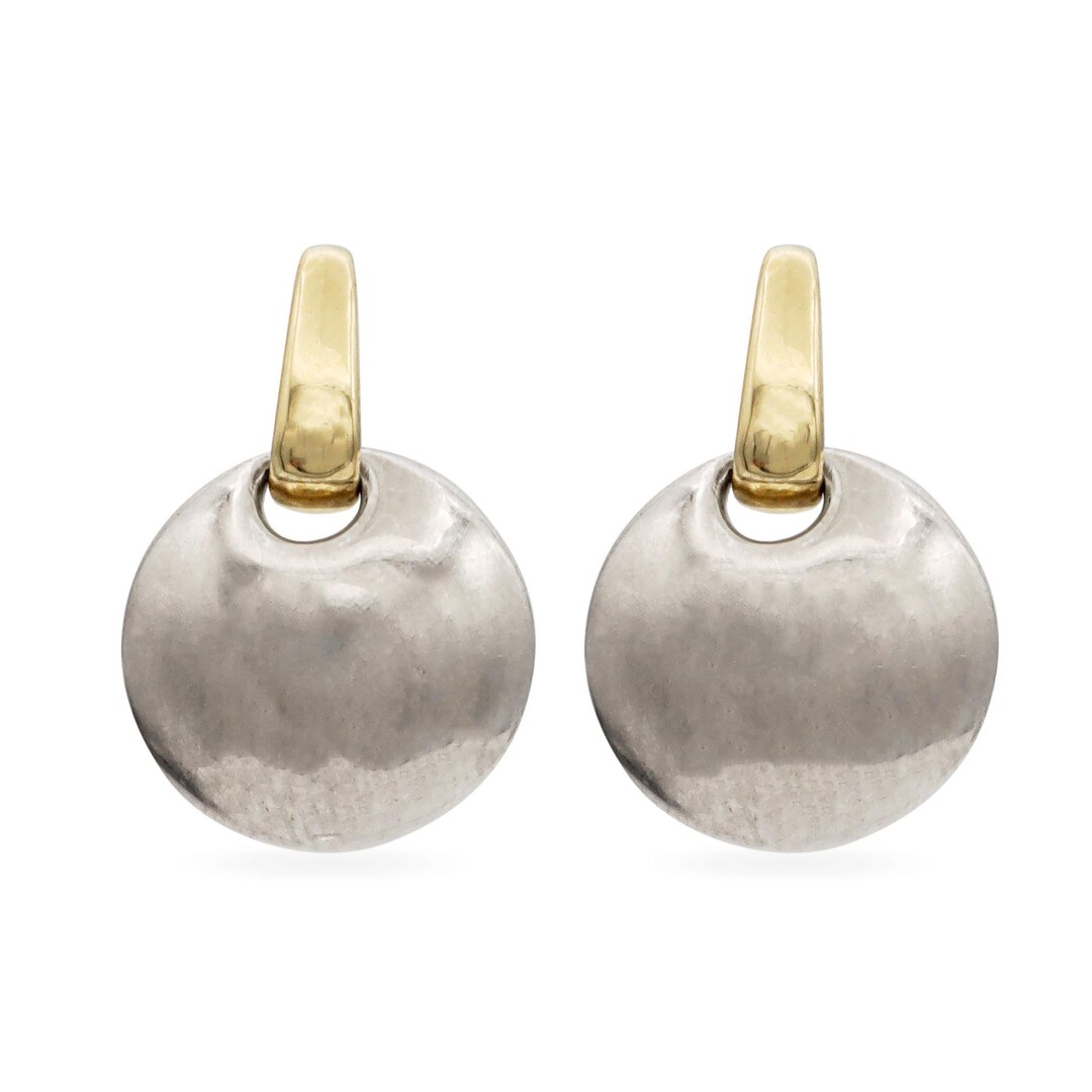 Vintage Sterling Silver 18k Yellow Gold Round Drop Earrings - Etsy