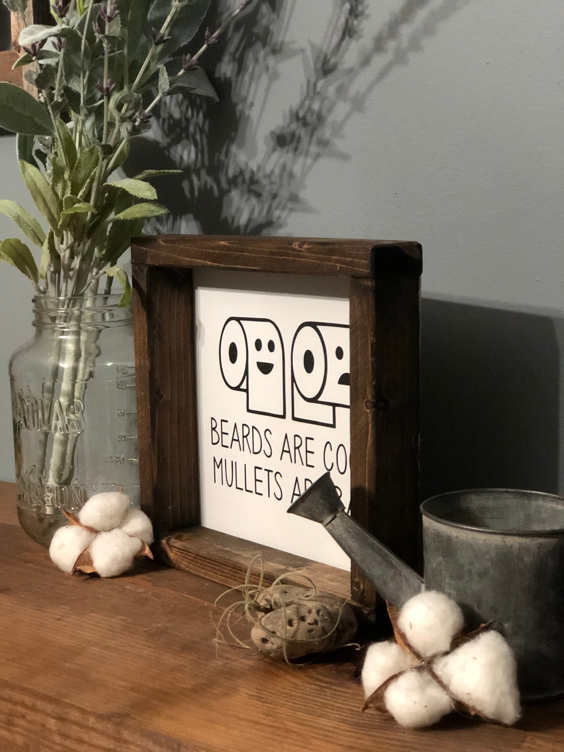 Beards Are Cool Mullets Are Bad Sign, Funny Bathroom Sign, Funny ...