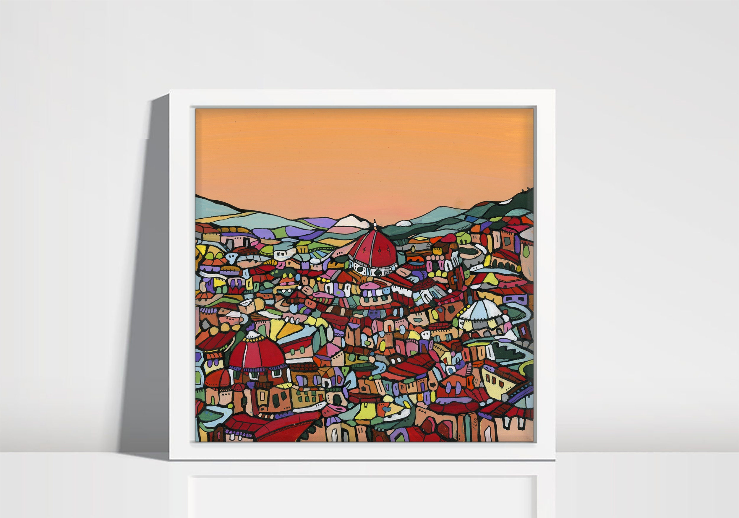 Florence Landscape, Print | Tuscan Sunset Artwork | Firenze Painting ...