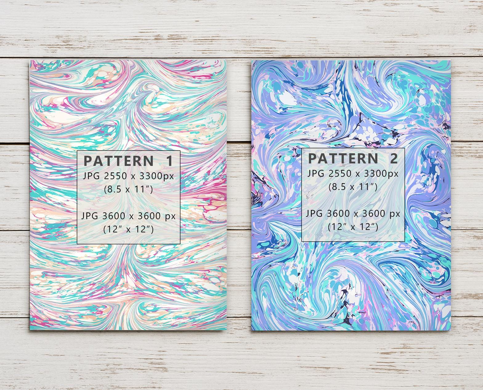 Winter Blues Marbled Paper | Scrapbooking Texture (digital Download) - Etsy