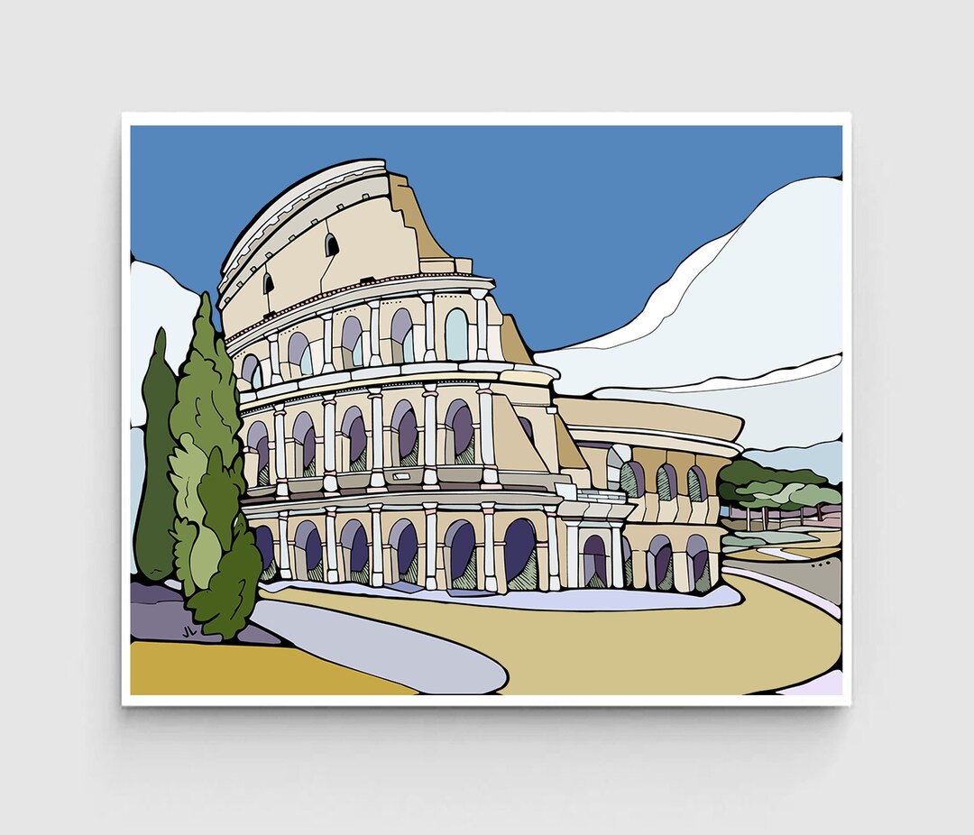 ROME Illustration Colosseum Travel Art Print Italy Wall Art - Etsy