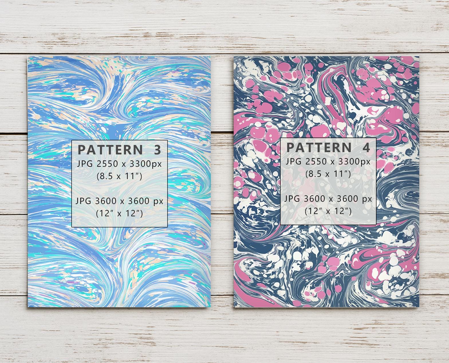 Winter Blues Marbled Paper | Scrapbooking Texture (digital Download) - Etsy