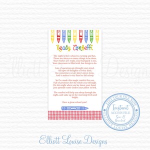School Ready Confetti Tag, Back to School Confetti Favor Tag, Ready ...