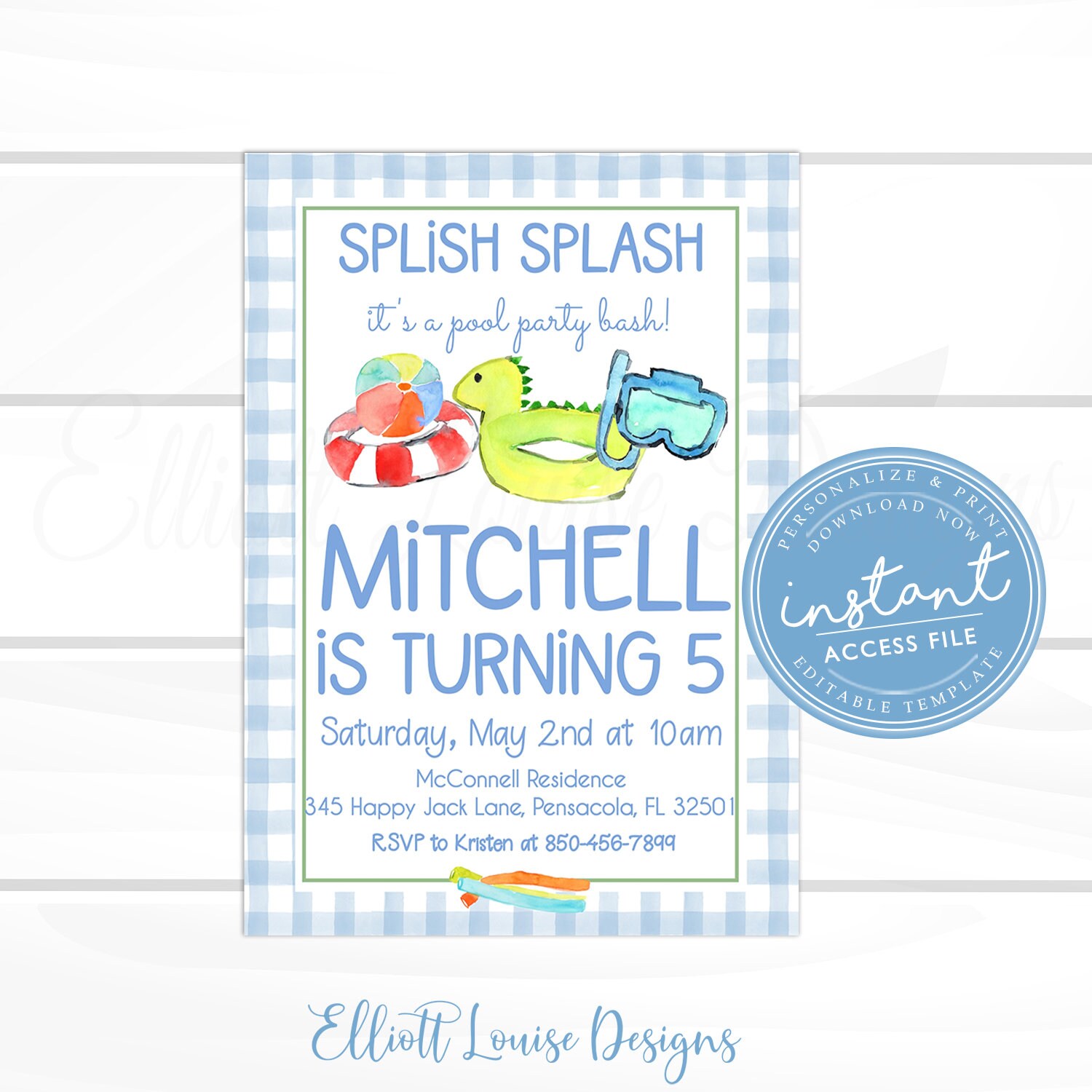 Pool Birthday Invitation Pool Birthday Party Invitation - Etsy