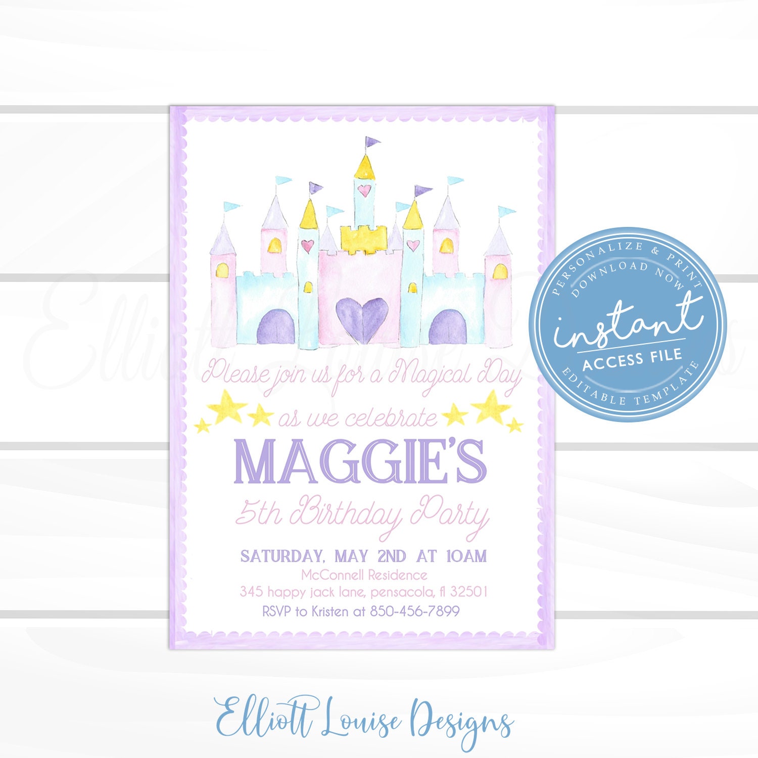 Princess Birthday Invitation Virtual Princess Birthday - Etsy