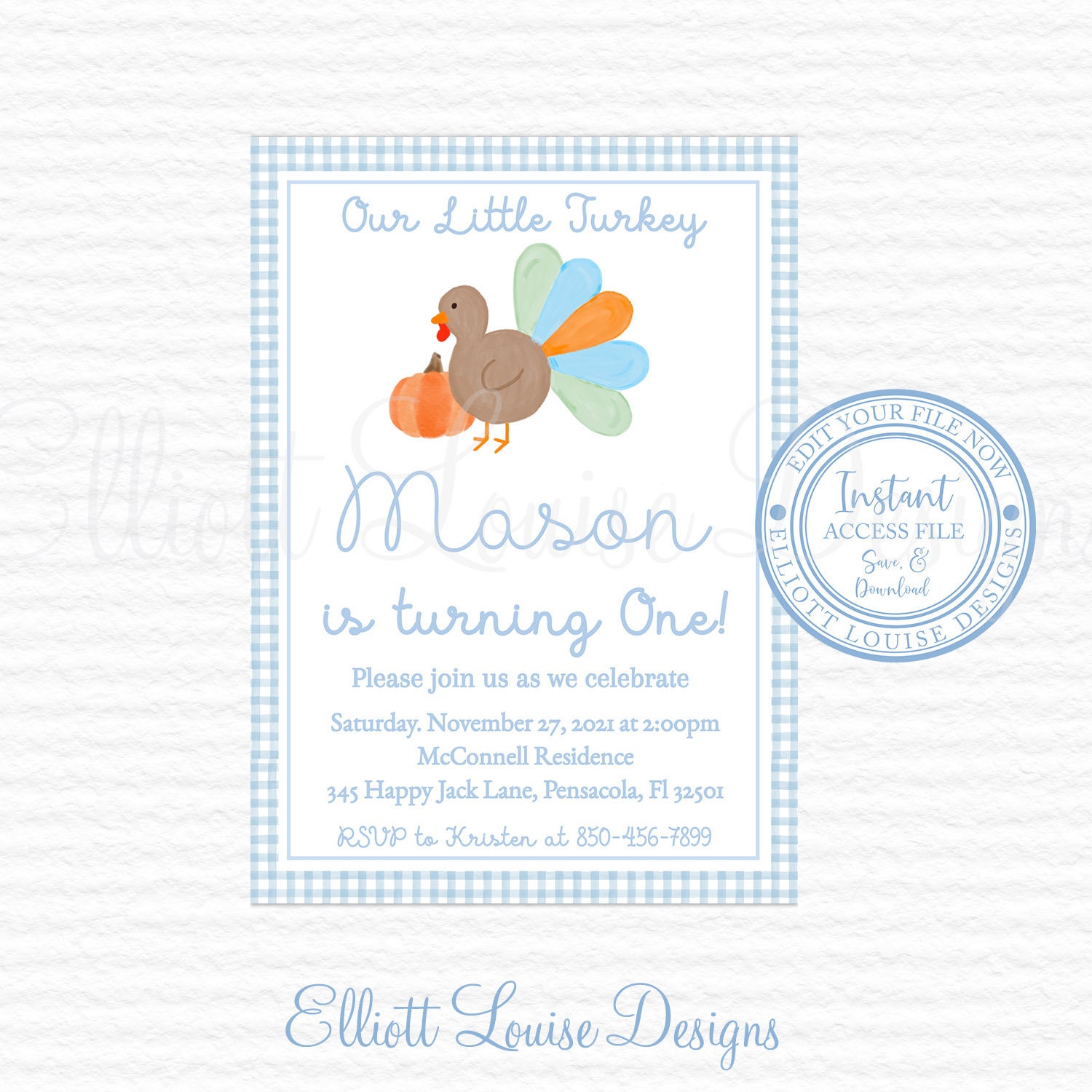 Turkey Birthday Invitation Turkey Boy Party Invite Editable | Etsy