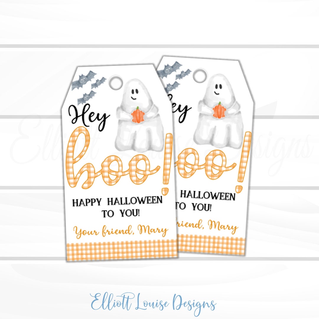 EDITABLE Halloween Favor Tag, Halloween Hey BOO Tag, Halloween Ghost ...