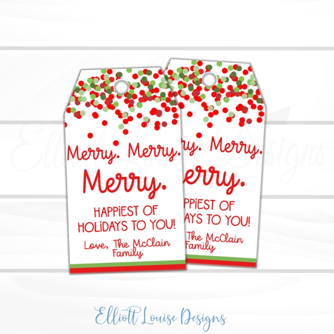 EDITABLE Christmas Favor Tag, Merry Merry Merry Tag, Merry Christmas ...