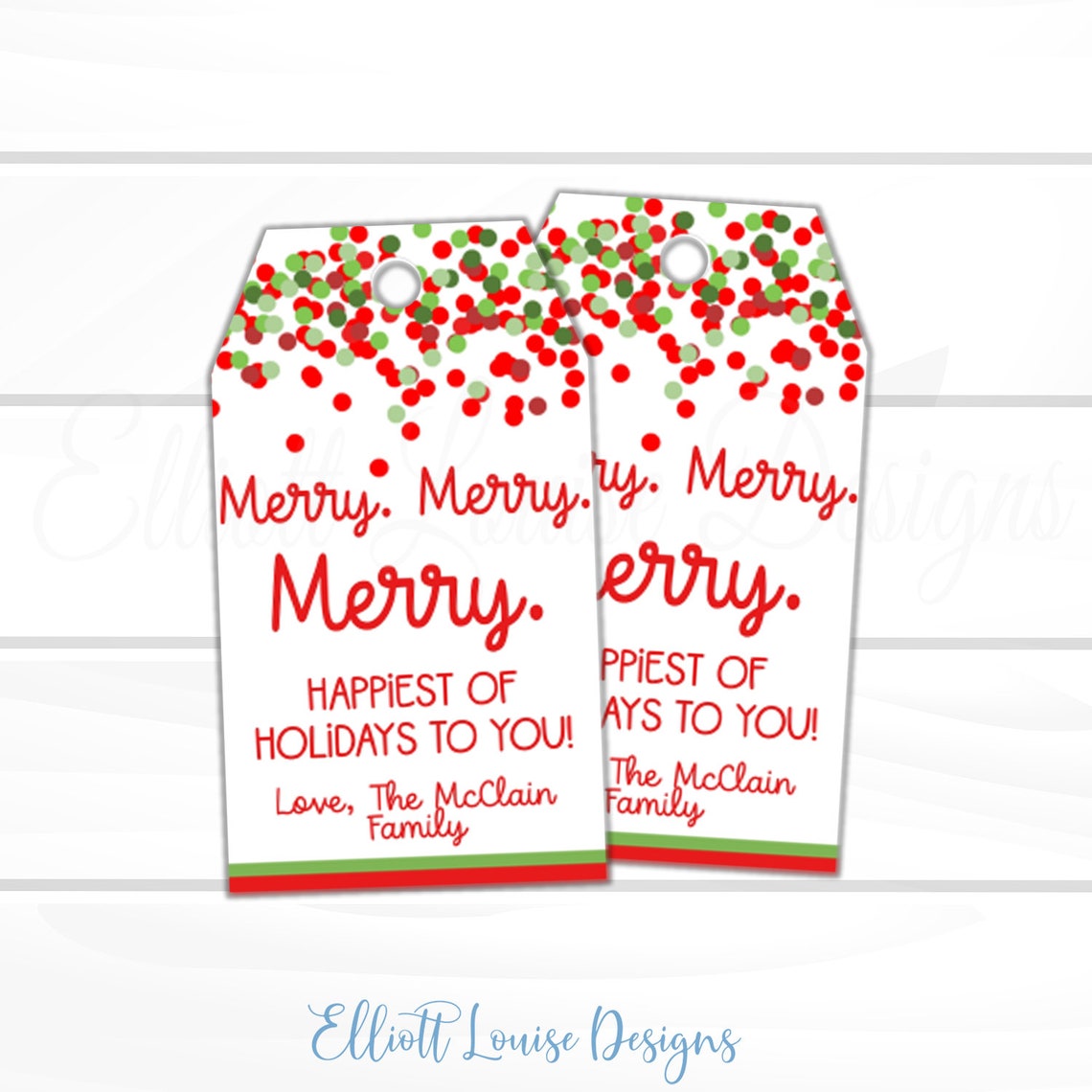 EDITABLE Christmas Favor Tag Merry Merry Merry Tag Merry | Etsy