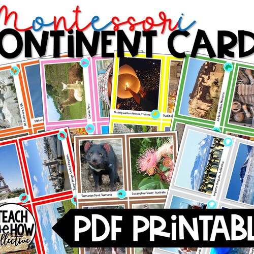 Montessori Continent Picture Cards Social Studies World - Etsy