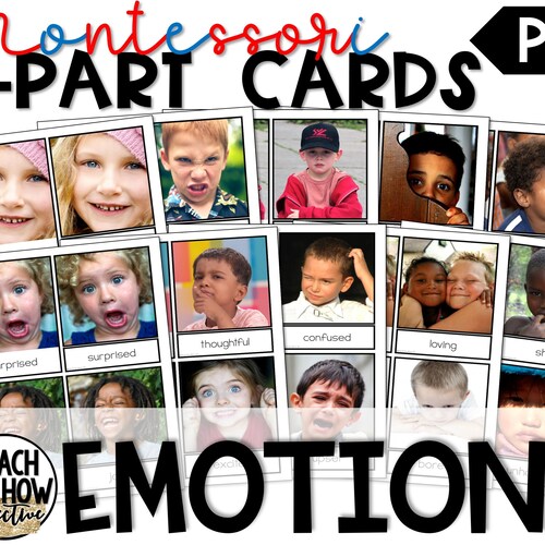 FEELINGS & EMOTIONS Photo Flashcards Montessori Style 3 Part - Etsy