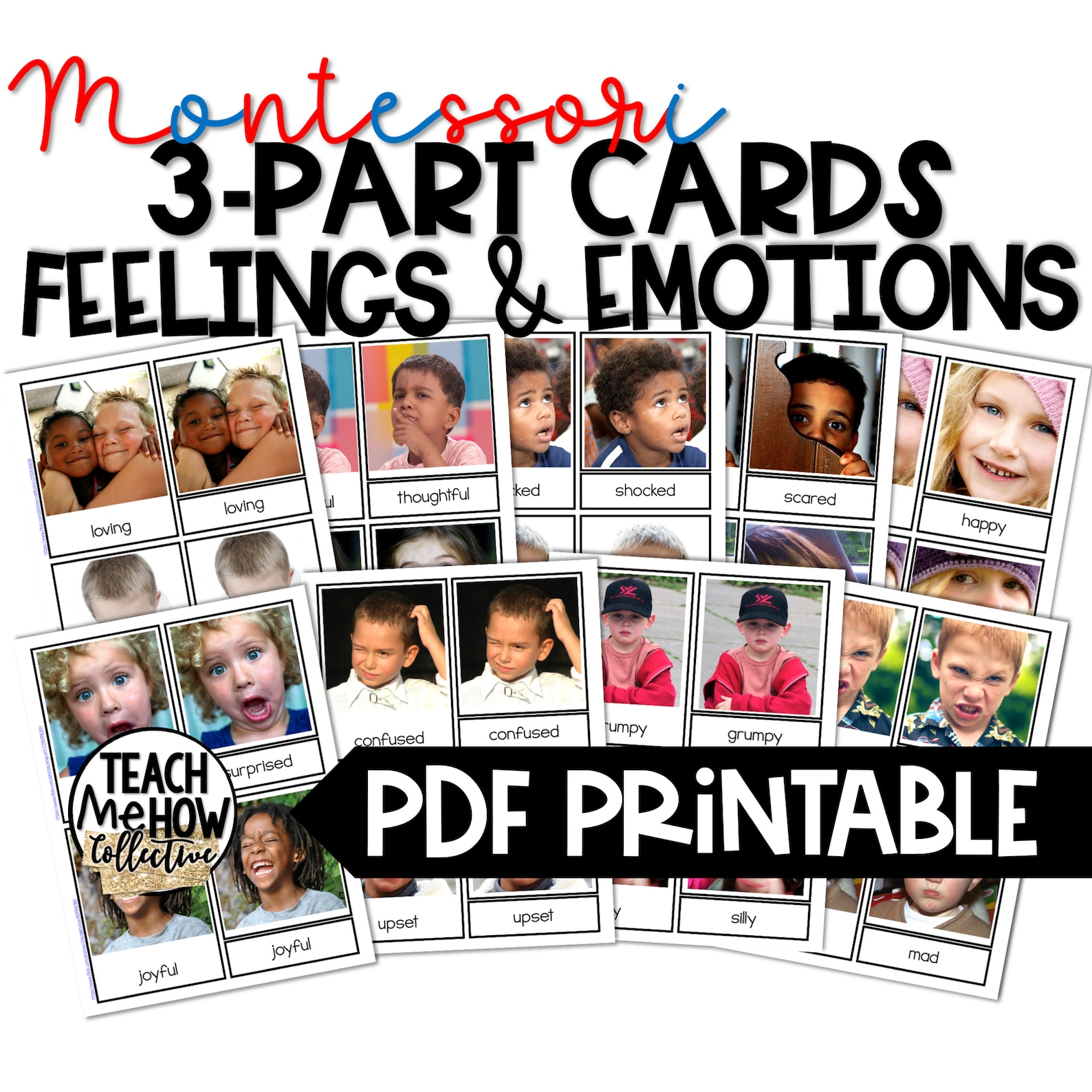 FEELINGS & EMOTIONS Photo Flashcards Montessori Style 3 Part - Etsy