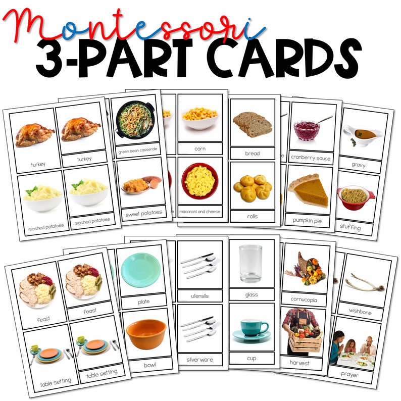 THANKSGIVING, Harvest Feast, Fall, Autumn, Montessori Style 3 Part ...