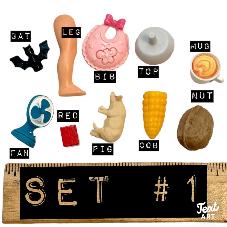 Montessori CVC Language Object Sets, Pink Series Miniatures, 10 Objects ...