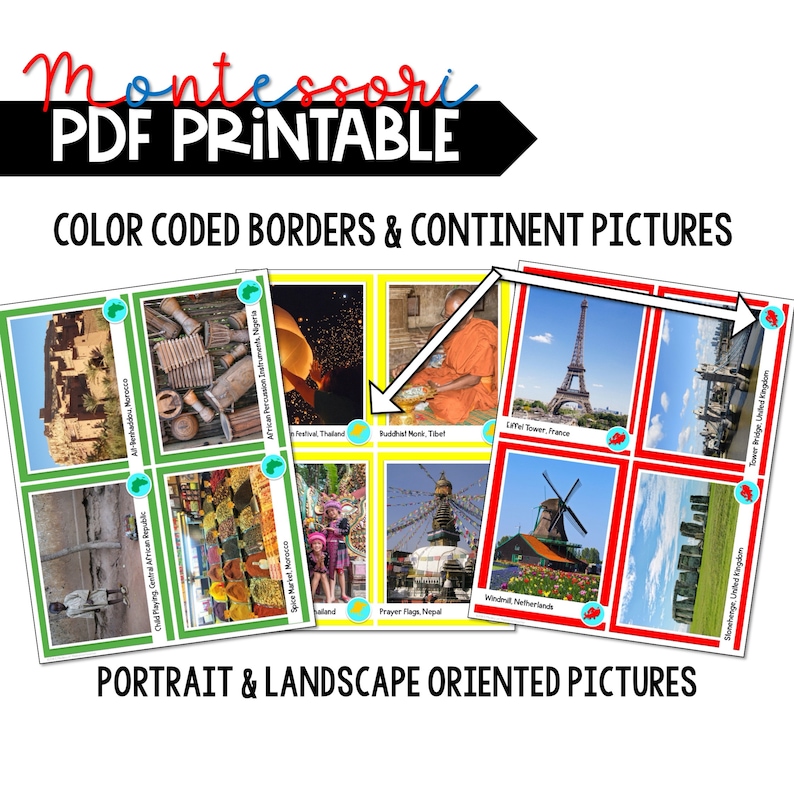 Montessori Continent Picture Cards, Social Studies, World Cultures ...