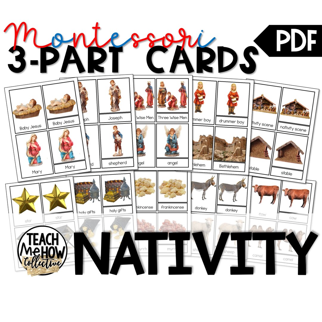 Nativity, Christmas Story Photo Flashcards, Montessori Style 3 Part ...