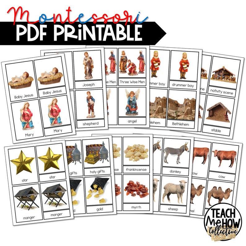 Nativity, Christmas Story Photo Flashcards, Montessori Style 3 Part ...