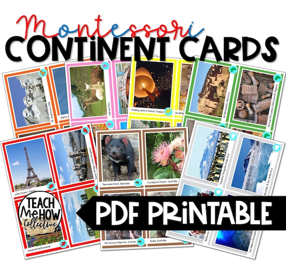 Montessori Continent Picture Cards Social Studies World - Etsy