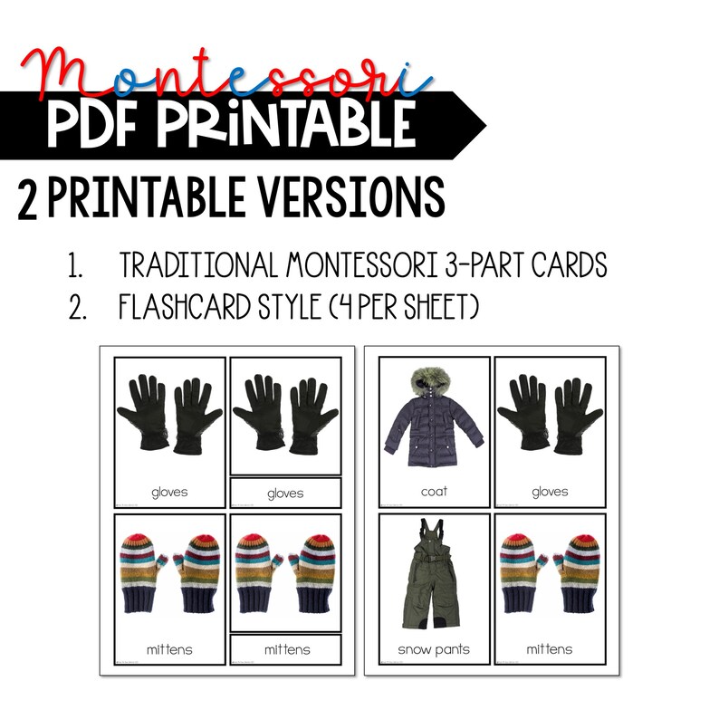 WINTER Photo Flashcards, January Seasonal, Montessori Style 3 Part ...