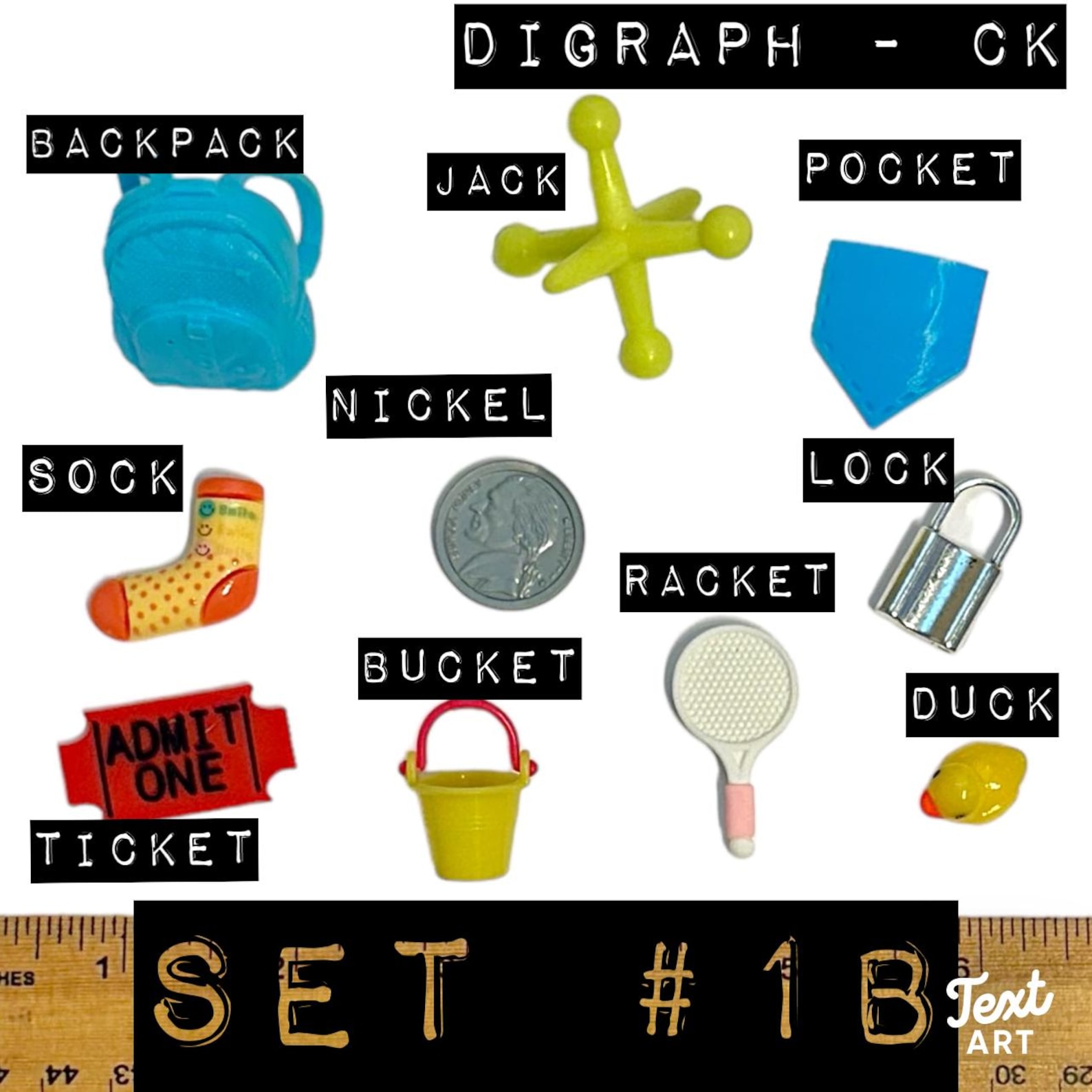 Montessori Phonetic Language Object Sets, Blue Series Miniatures, 10 ...