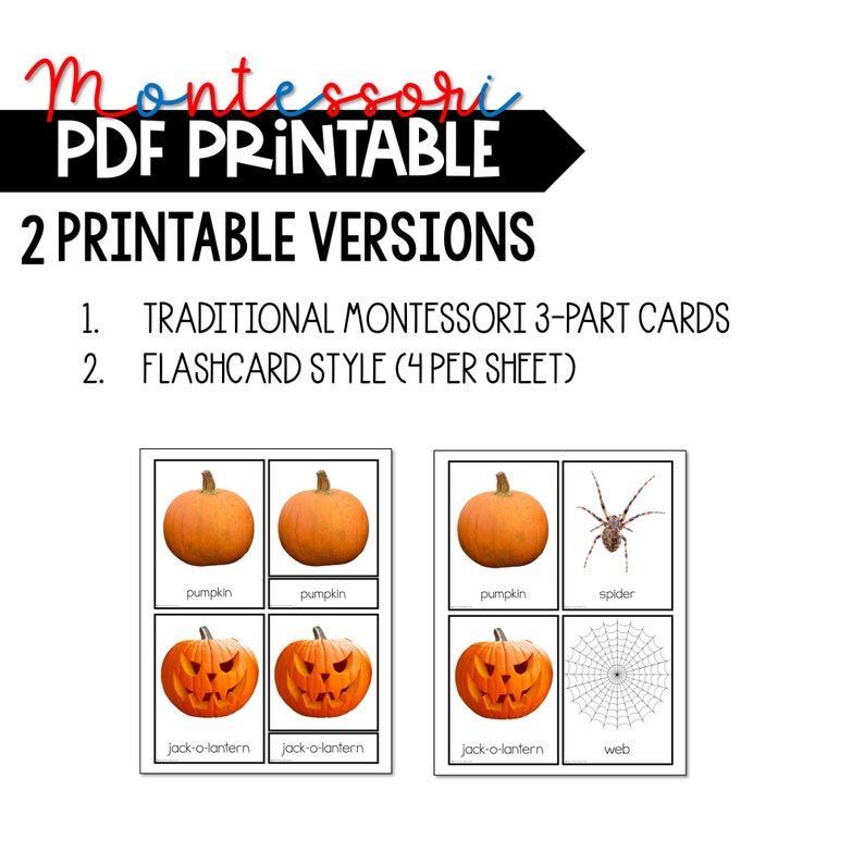 HALLOWEEN October Photo Flashcards Montessori Style 3 Part - Etsy
