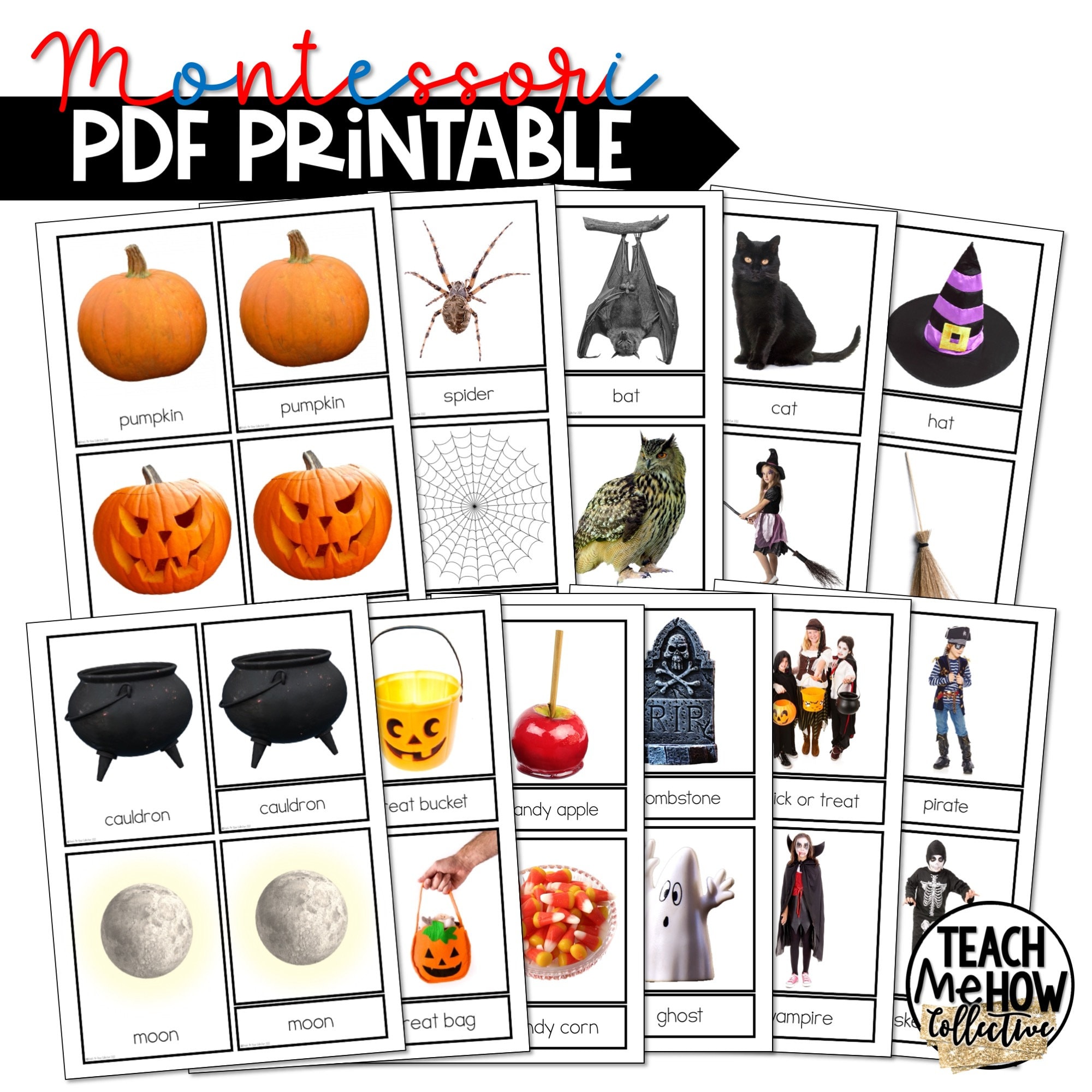 HALLOWEEN October Photo Flashcards Montessori Style 3 Part - Etsy