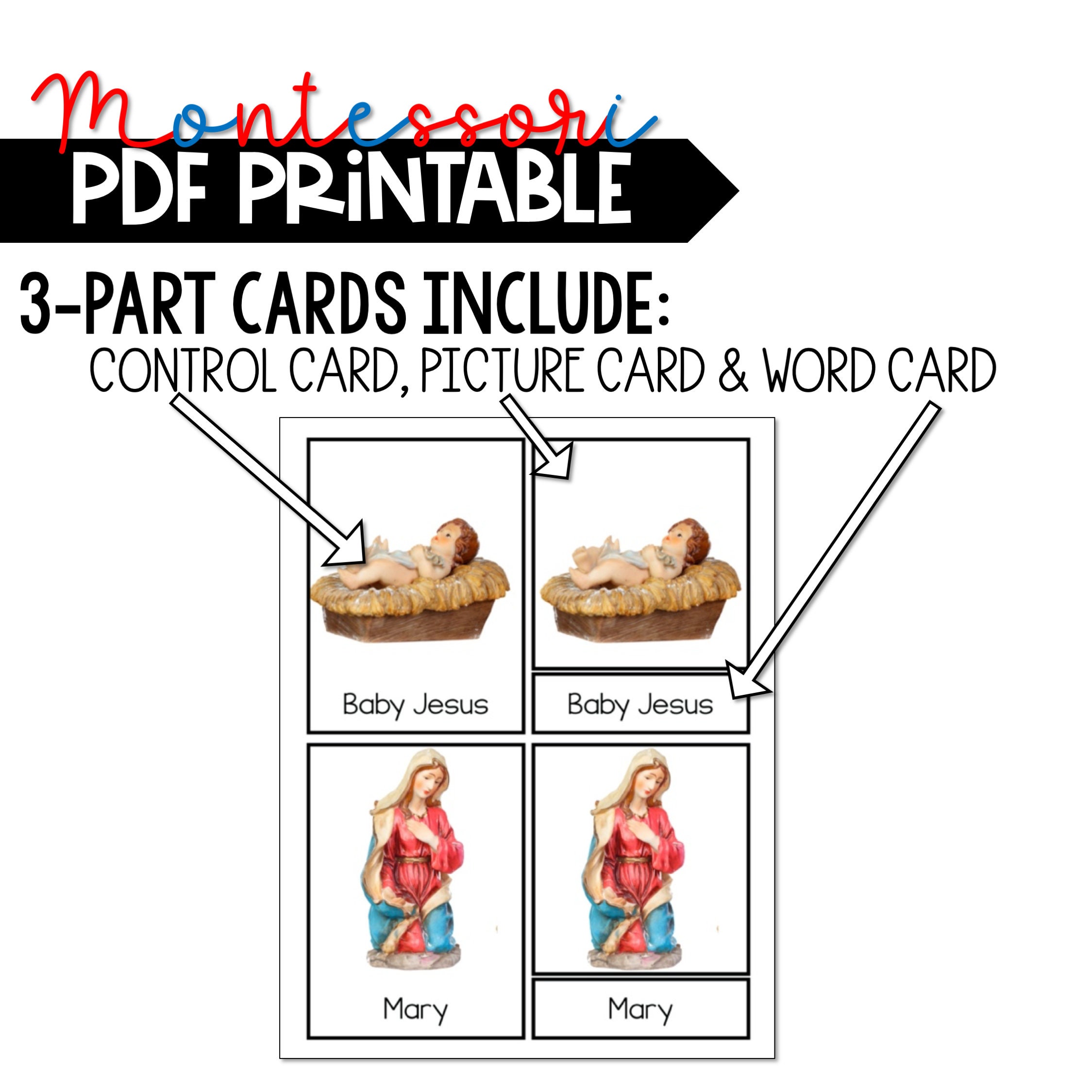 Nativity, Christmas Story Photo Flashcards, Montessori Style 3 Part ...