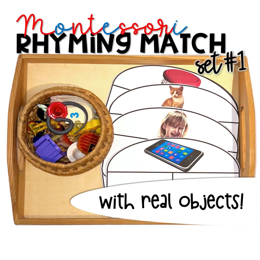 Rhyming Match Mats & REAL Objects, Set 1, Learning Activity, Montessori ...