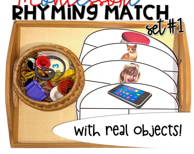 Rhyming Match Mats & REAL Objects, Set 1, Learning Activity, Montessori ...