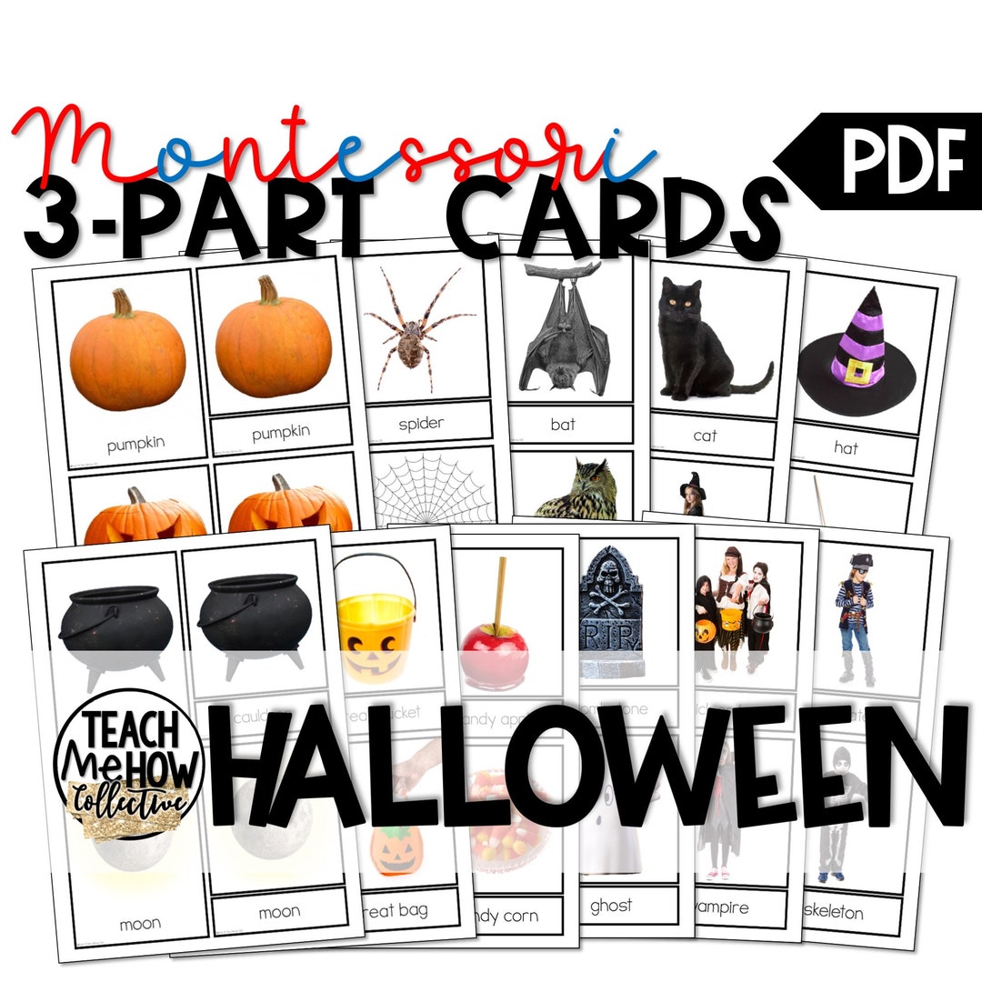 HALLOWEEN, October, Photo Flashcards, Montessori Style 3 Part Cards ...