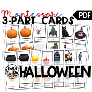 HALLOWEEN, October, Photo Flashcards, Montessori Style 3 Part Cards ...