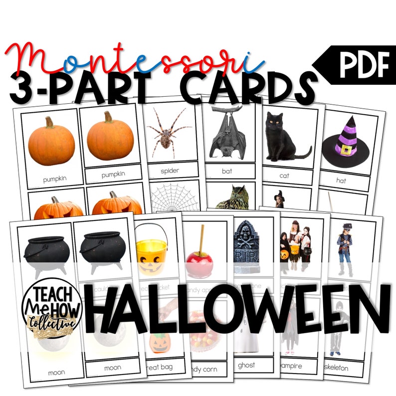 HALLOWEEN October Photo Flashcards Montessori Style 3 Part - Etsy