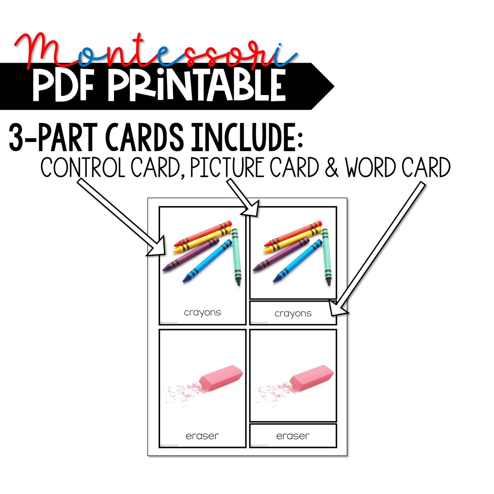 SCHOOL SUPPLIES, Back to School Photo Flashcards, Montessori Style 3 ...