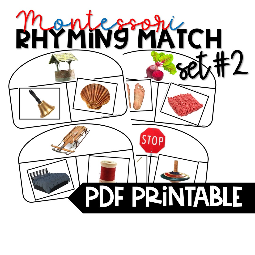 PRINTABLE Rhyming Match Mats & Picture Cards, Set 2, DIGITAL DOWNLOAD ...