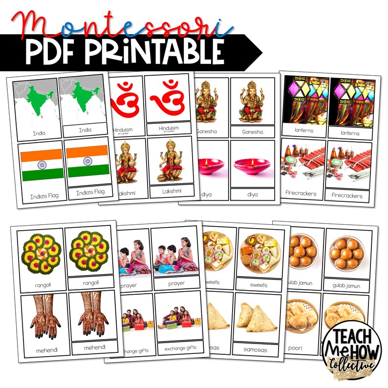 Diwali Montessori 3-part Cards, Festival of Lights Vocabulary (PDF ...