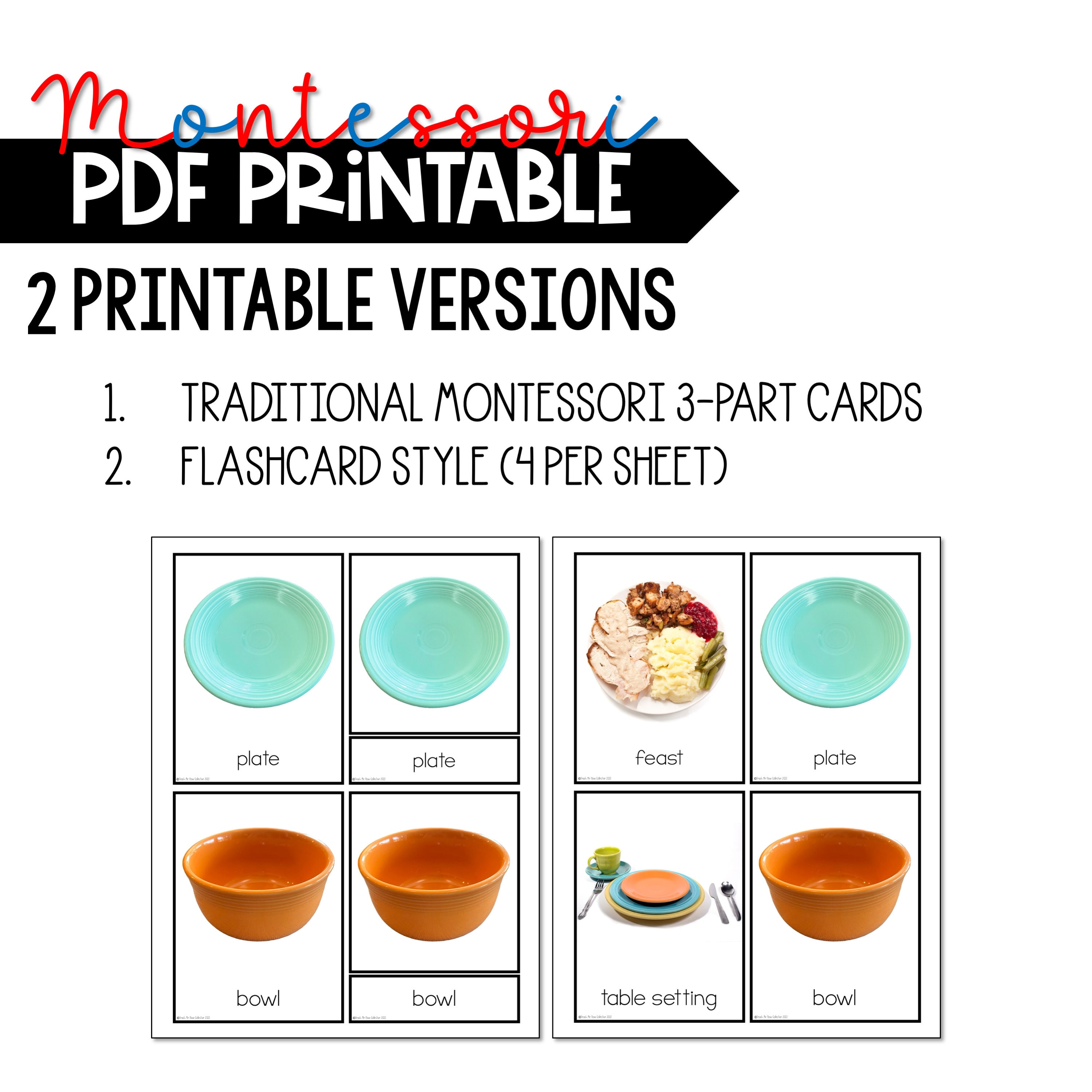 THANKSGIVING, Harvest Feast, Fall, Autumn, Montessori Style 3 Part ...