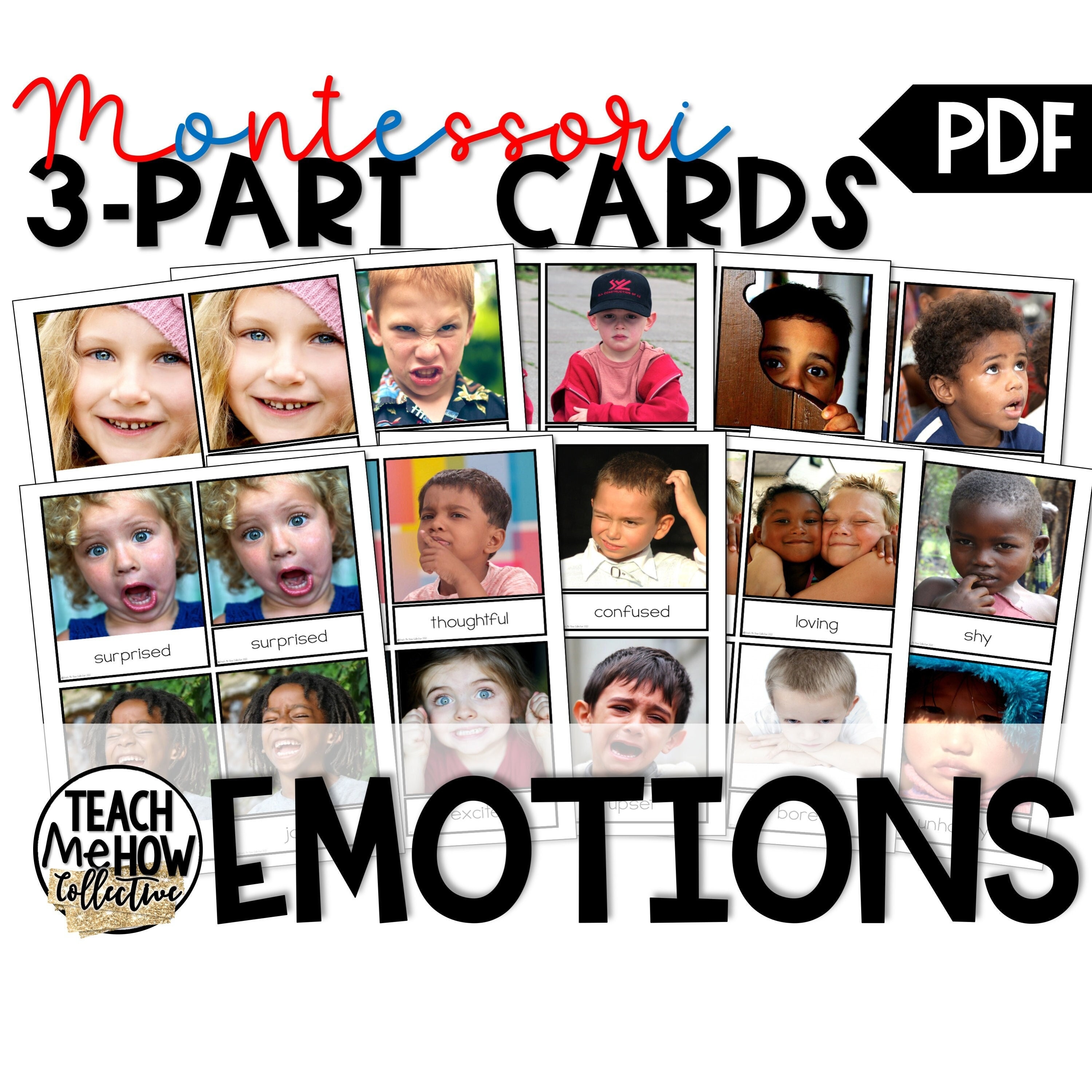 FEELINGS & EMOTIONS Photo Flashcards Montessori Style 3 Part - Etsy Canada