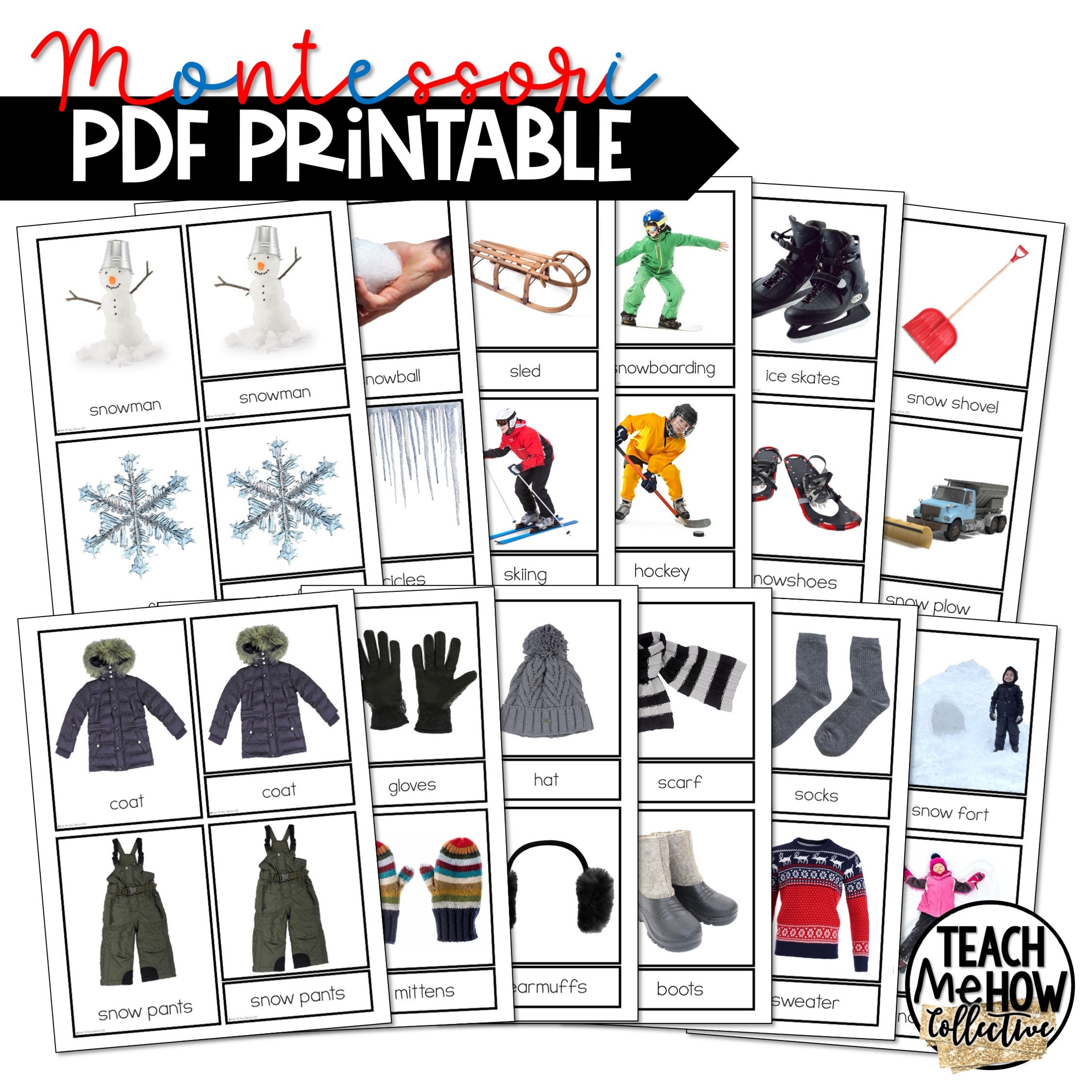 WINTER Photo Flashcards, January Seasonal, Montessori Style 3 Part ...